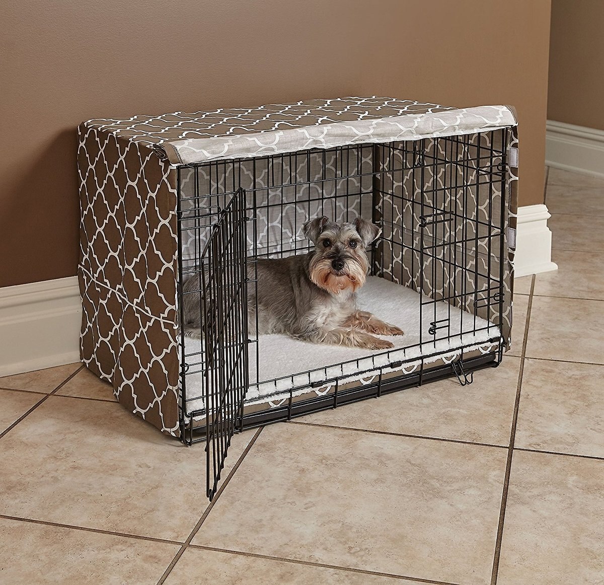 MIDWEST Quiet Time Crate Cover, Brown Geometric, 30-in - Chewy.com