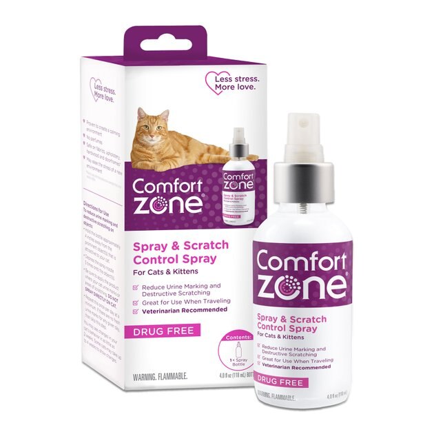COMFORT ZONE Spray & Scratch Control Calming Spray for Cats, 2-oz ...