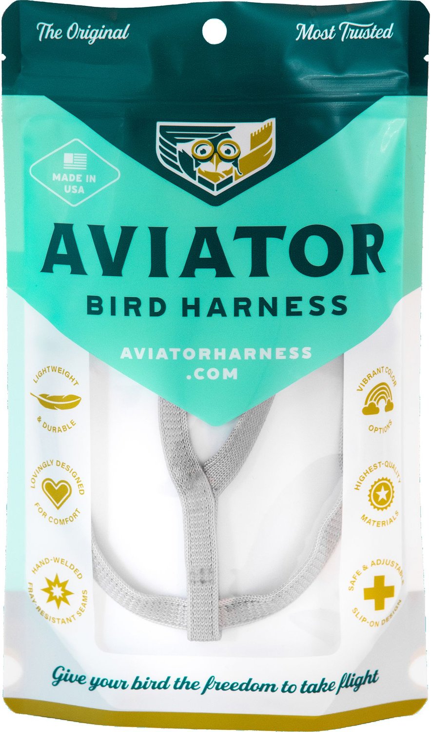 THE AVIATOR Bird Harness & Leash, Silver, Small - Chewy.com