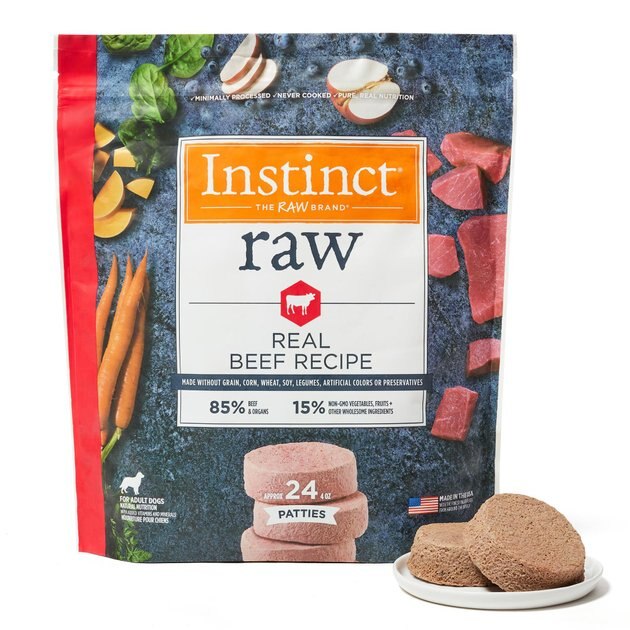 INSTINCT Frozen Raw Patties Grain-Free Real Beef Recipe Dog Food, 6-lb ...