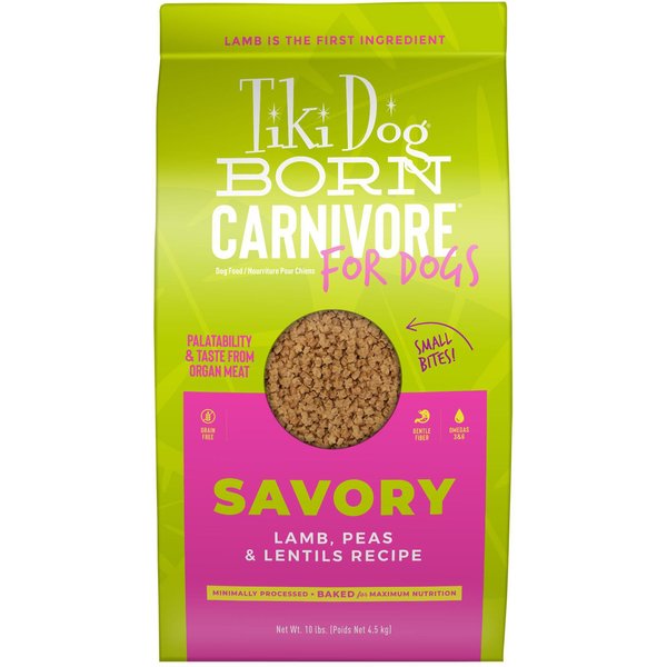TIKI DOG Born Carnivore Savory Lamb, Peas & Lentils, Baked Dry Dog Food ...