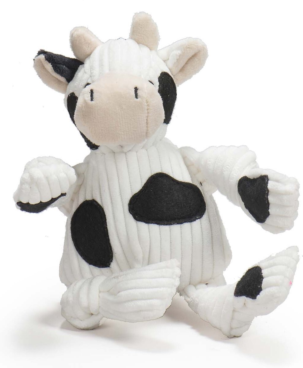 HUGGLEHOUNDS Barnyard Durable Plush Corduroy Knottie Cow Squeaky Dog ...