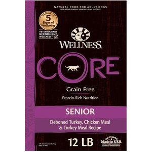 WELLNESS CORE Grain-Free Senior Deboned Turkey Recipe Dry Dog Food, 12 ...
