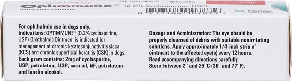 OPTIMMUNE (0.2% Cyclosporine) Ophthalmic Ointment for Dogs, 3.5-g ...