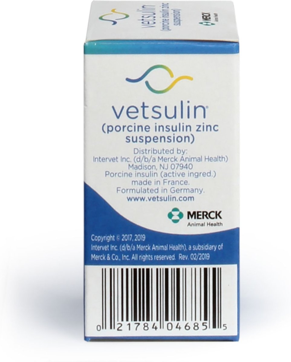 VETSULIN (porcine insulin zinc suspension) U-40 Injectable for Dogs ...
