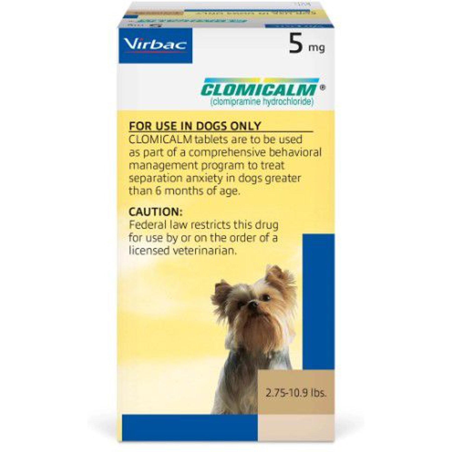 CLOMICALM (Clomipramine HCl) Tablets for Dogs, 5-mg, 1 tablet - Chewy.com