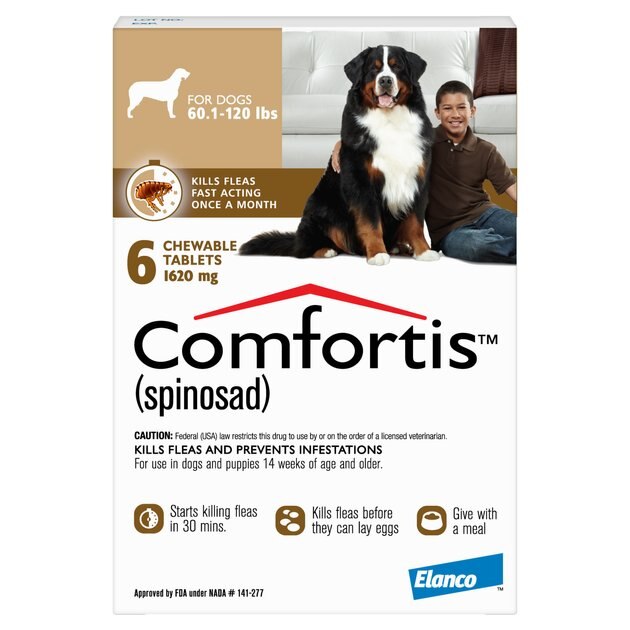 COMFORTIS Chewable Tablet for Dogs, 60.1-120 lbs, (Brown Box), 6 ...
