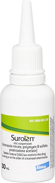 SUROLAN (miconazole nitrate, polymyxin B sulfate, prednisolone acetate) Otic Suspension for Dogs ...