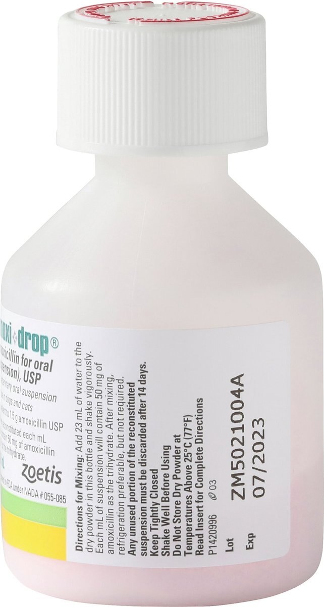 Amoxi-Drop (Amoxicillin) Oral Suspension for Dogs & Cats, 50-mg, 30-mL ...
