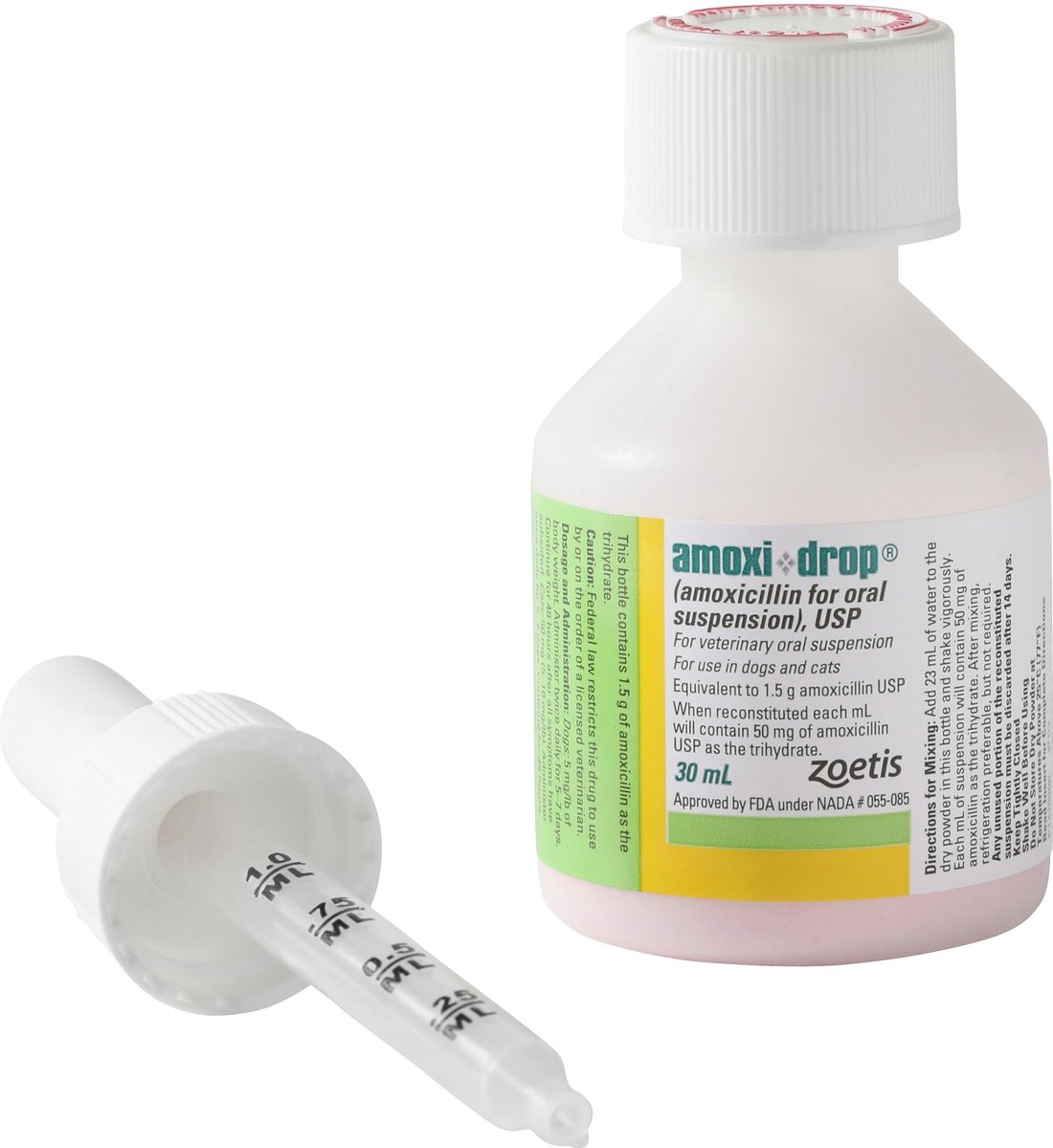 Amoxi-Drop (Amoxicillin) Oral Suspension for Dogs & Cats, 50-mg, 30-mL ...