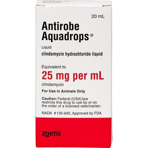ANTIROBE Aquadrops (Clindamycin HCl) Oral Solution for Dogs & Cats, 25 ...