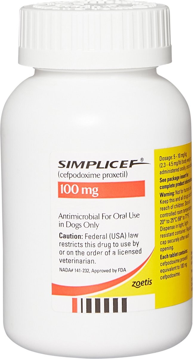 SIMPLICEF (Cefpodoxime Proxetil) Tablets for Dogs, 100-mg, 1 tablet ...