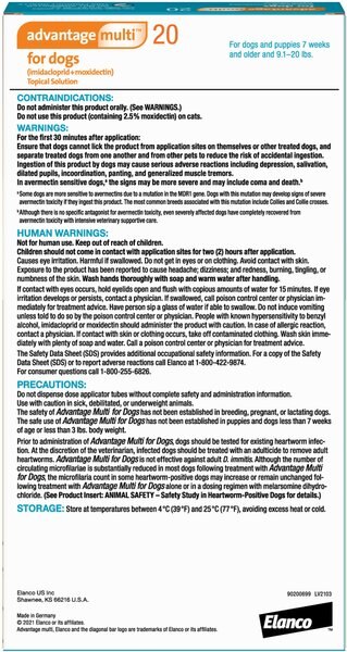 ADVANTAGE MULTI Topical Solution for Dogs, 9.1-20 lbs, (Teal Box), 6 ...