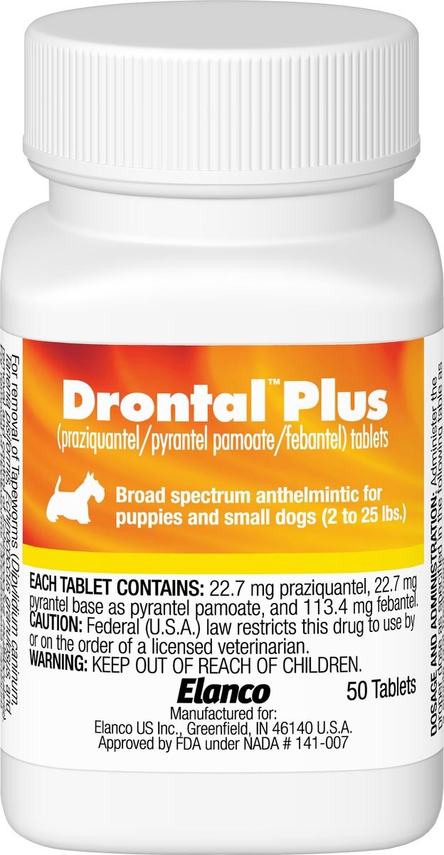 DRONTAL Plus Tablet for Small Dogs & Puppies, 2-25 lbs, 1 Tablet ...
