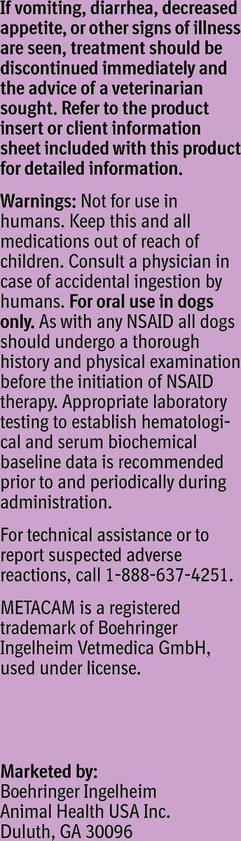 METACAM (Meloxicam) Oral Suspension for Dogs, 1.5 mg/mL, 100-mL - Chewy.com