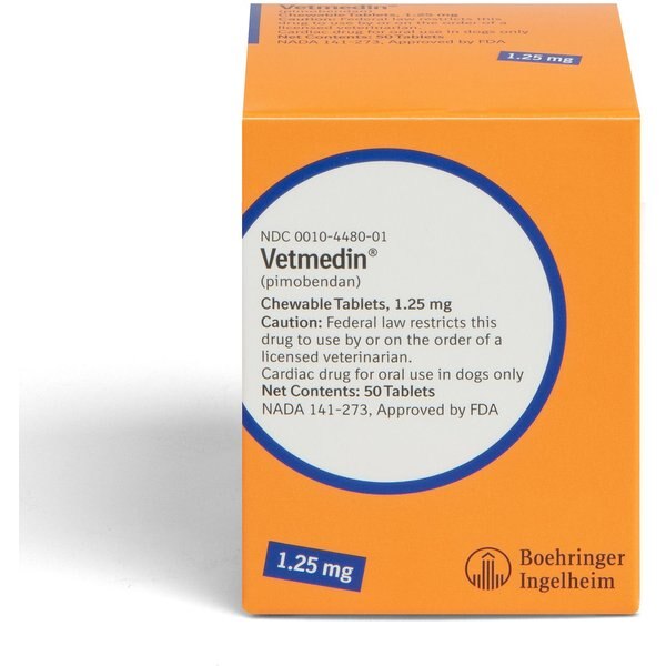 VETMEDIN (pimobendan) Chewable Tablets for Dogs, 50 tablets, 1.25-mg ...