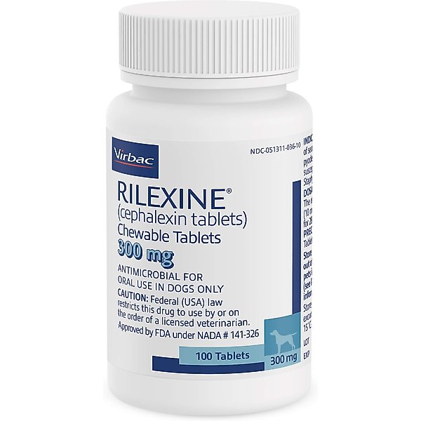 RILEXINE (Cephalexin) Chewable Tablets for Dogs, 300-mg, 1 tablet ...