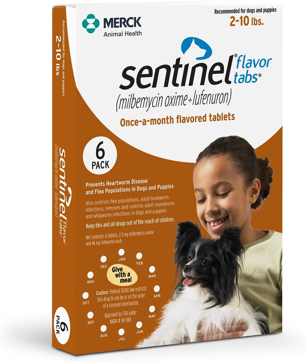 SENTINEL Tablet for Dogs, 2-10 lbs, (Brown Box), 6 Tablets (6-mos ...