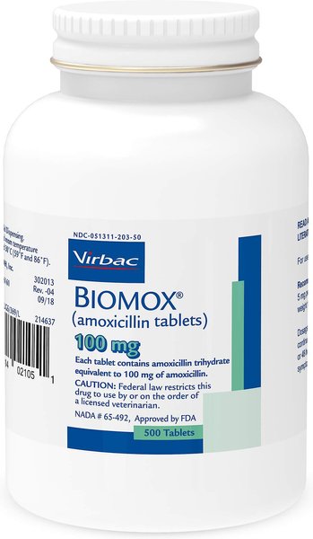 BIOMOX (Amoxicillin) Tablets for Dogs, 100-mg, 1 tablet - Chewy.com
