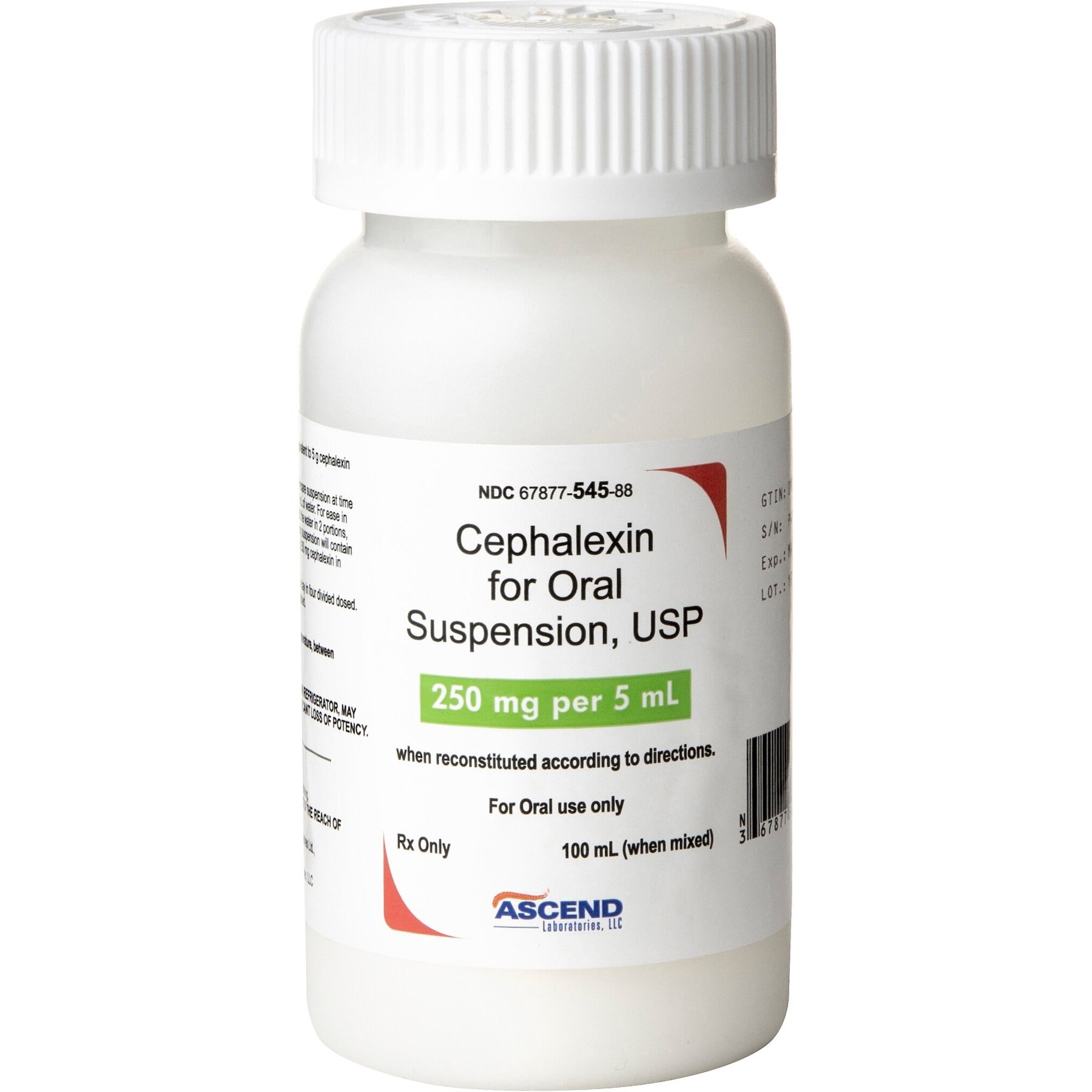 CEPHALEXIN (Generic) Oral Suspension for Dogs, 250 mg/5 mL, 100-mL ...