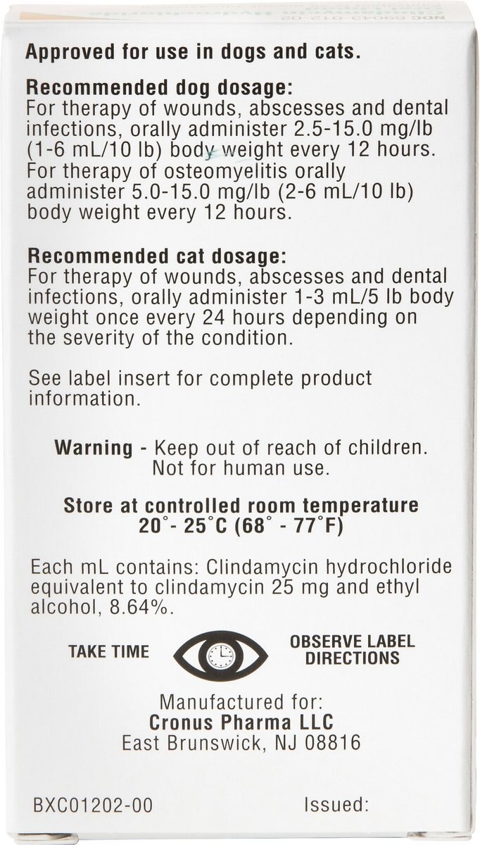 CLINDAMYCIN HCl (Generic) Oral Drops for Dogs & Cats, 25 mg/mL, 20-mL ...