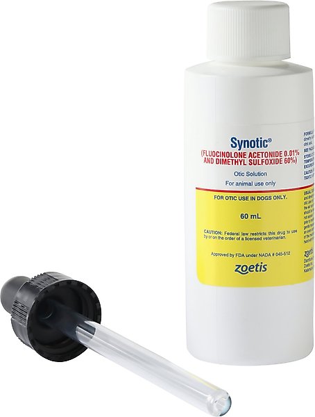 SYNOTIC (fluocinolone acetonide 0.01% and dimethyl sulfoxide 60%) Otic Solution for Dogs, 60-mL ...