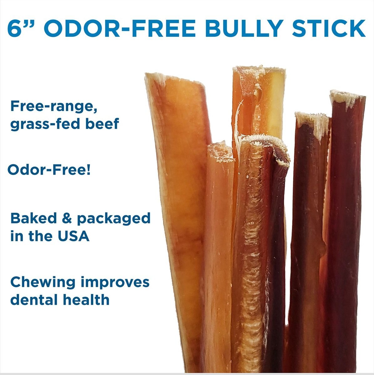 BEST BULLY STICKS Odor Free 6" Bully Stick Dog Treats, 6 count - Chewy.com