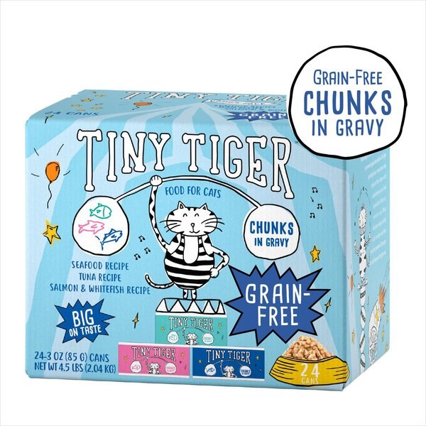 TINY TIGER Grain-Free Chunks in EXTRA Gravy Seafood Recipes Variety ...