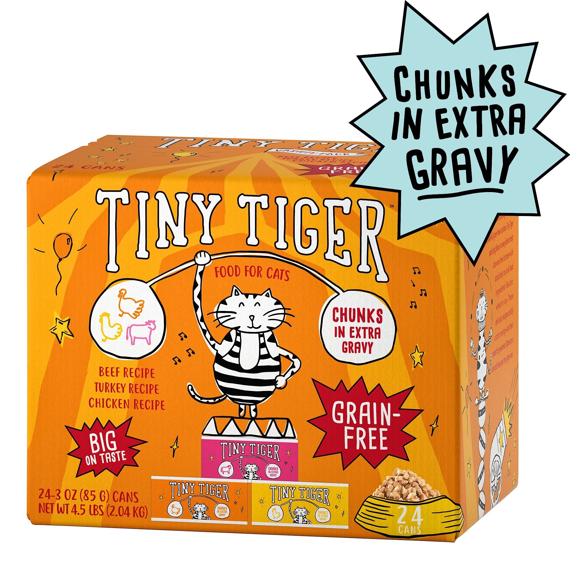 TINY TIGER Chunks in EXTRA Gravy Beef & Poultry Recipes Variety Pack ...