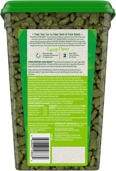 GREENIES Feline Catnip Flavor Adult Dental Cat Treats, 21-oz tub ...