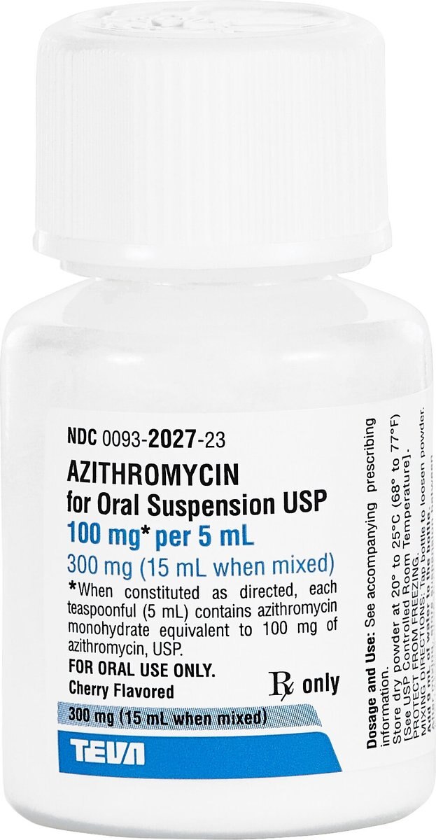 AZITHROMYCIN (Generic) Flavored for Oral Suspension, 100 mg/5 mL, 15-mL ...