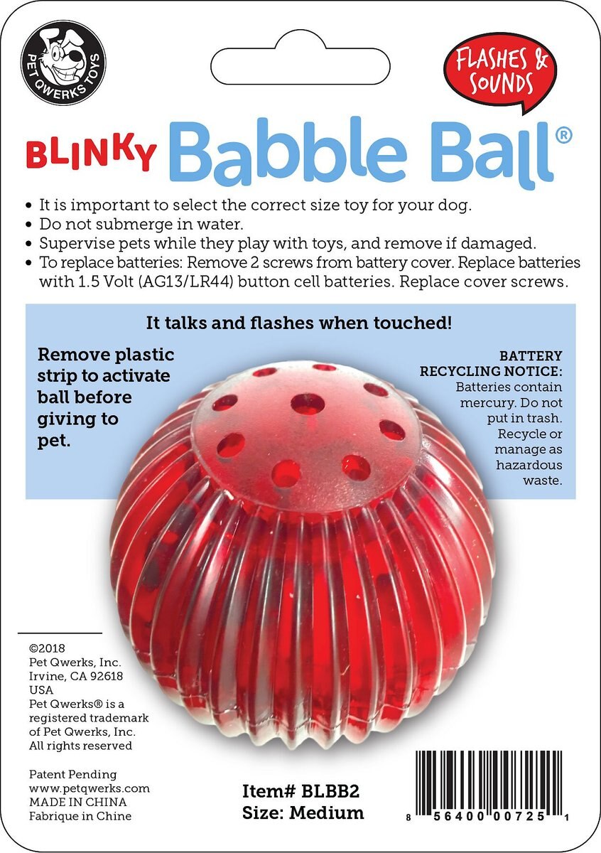Discontinued - PET QWERKS Blinky Babble Ball Dog Toy, Medium - Chewy.com