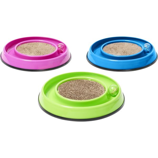 SMARTYKAT Scratch Scroll Cat Scratcher with Feather Toy, Color Varies ...