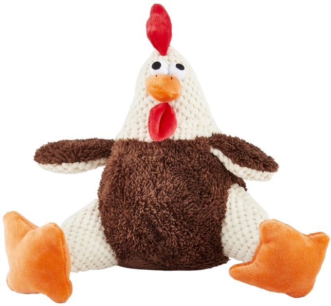 GODOG Checkers Chew Guard Rooster Squeaky Plush Dog Toy, Fat Large ...