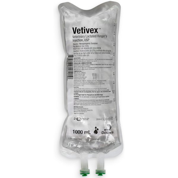 VETIVEX Veterinary DEHP Free Lactated Ringers Electrolyte Injection ...