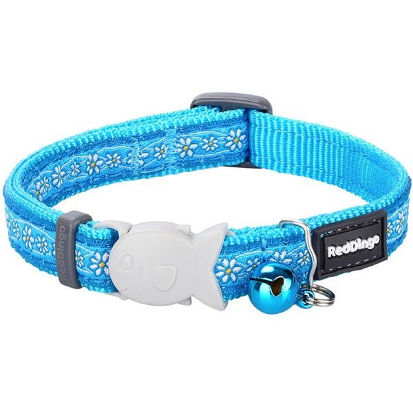 RED DINGO Daisy Chain Nylon Breakaway Cat Collar with Bell, Turquoise ...