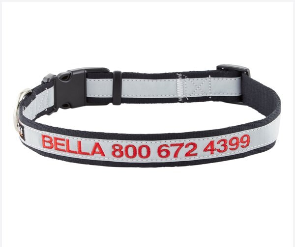 GOTAGS Nylon Personalized Reflective Dog Collar, Black, Large: 17 to 27 ...