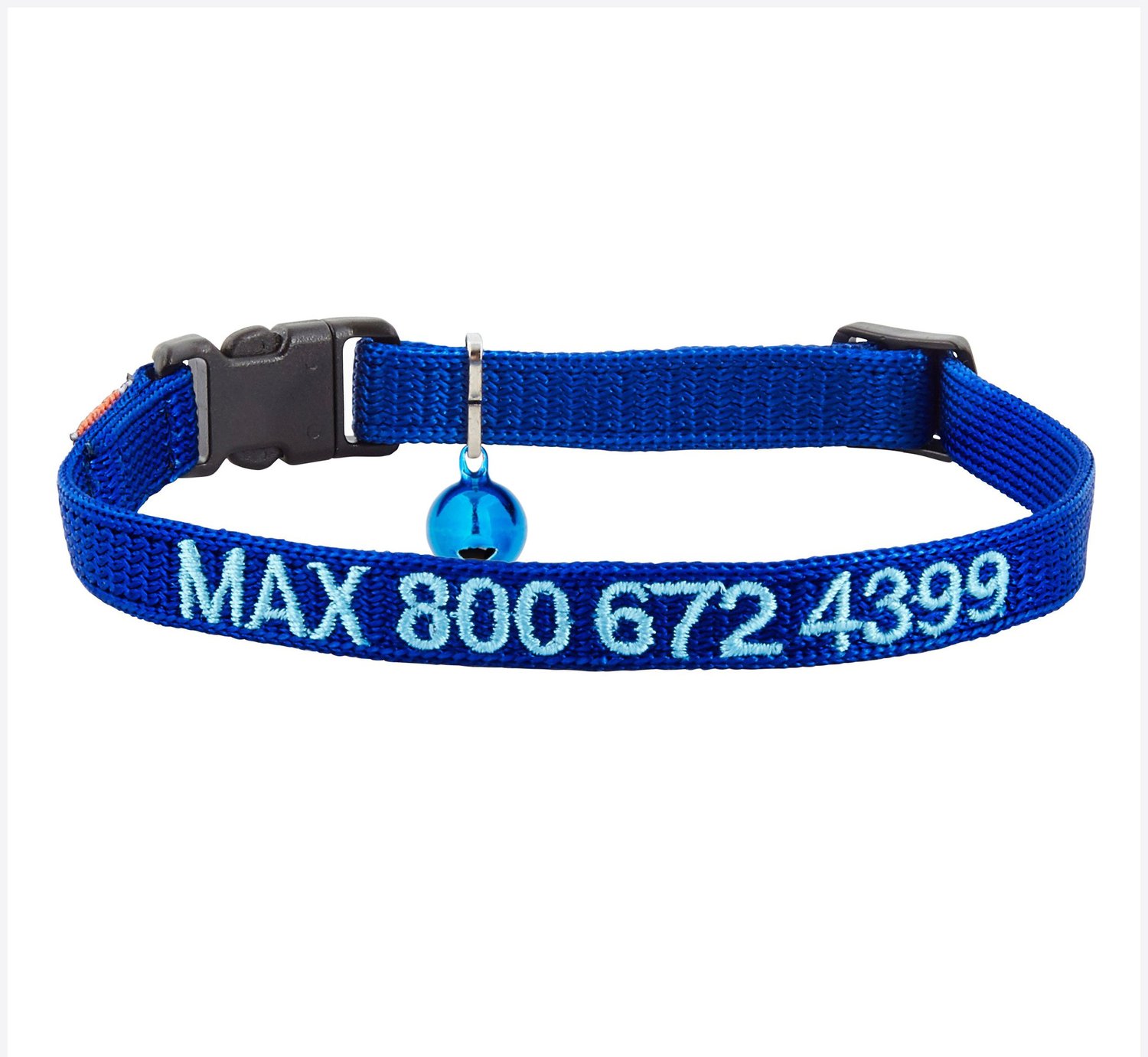 GOTAGS Nylon Personalized Breakaway Cat Collar with Bell, Blue, 8 to 12 ...