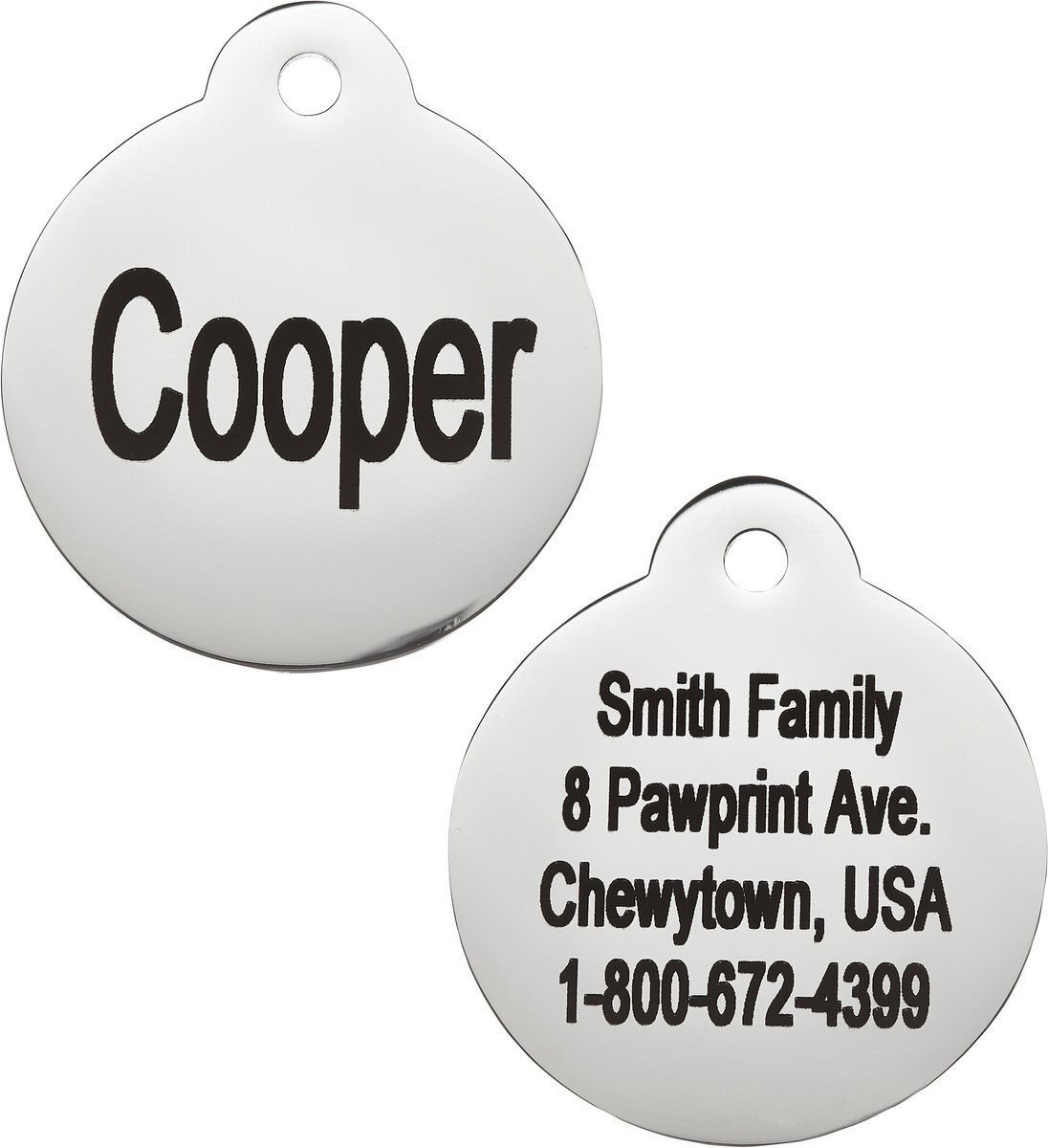 FRISCO Personalized Dog & Cat ID Tag, Round, Silver, Regular, Stainless ...