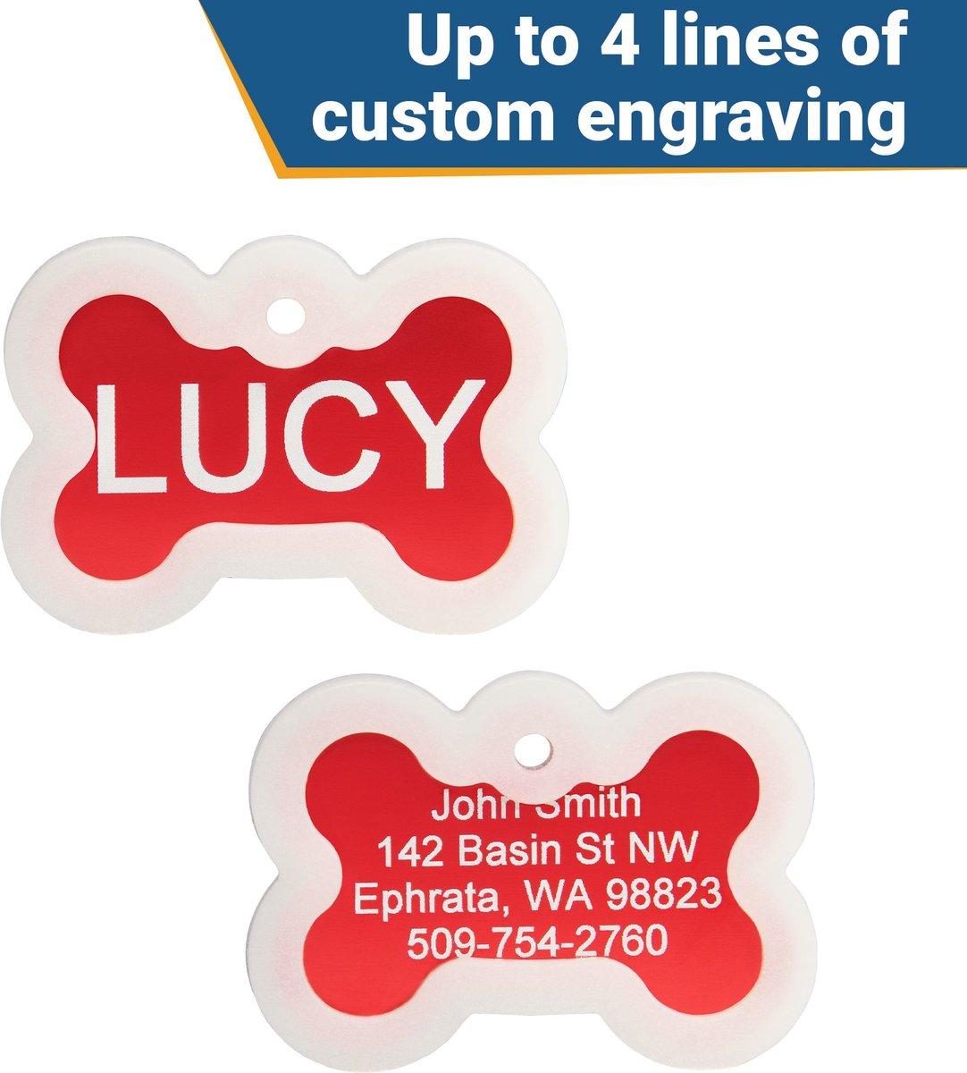 GOTAGS Anodized Aluminum Personalized Silencer Dog ID Tag, Bone, Pink ...