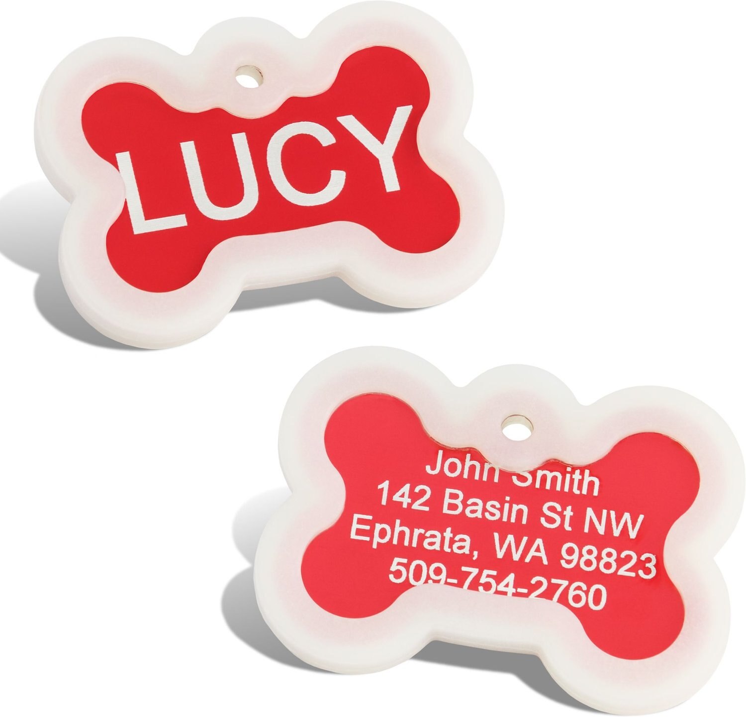 GOTAGS Anodized Aluminum Personalized Silencer Dog ID Tag, Bone, Red ...