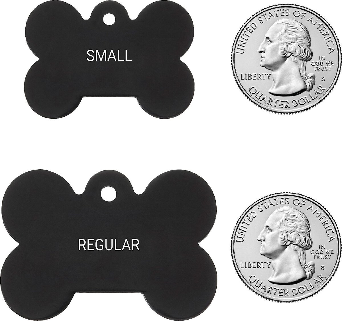 GOTAGS Anodized Aluminum Personalized Dog ID Tag, Bone, Black, Small ...