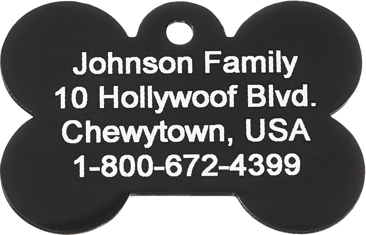 GOTAGS Anodized Aluminum Personalized Dog ID Tag, Bone, Black, Small ...
