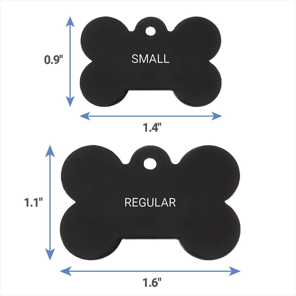 GOTAGS Anodized Aluminum Personalized Dog ID Tag, Bone, Black, Small ...