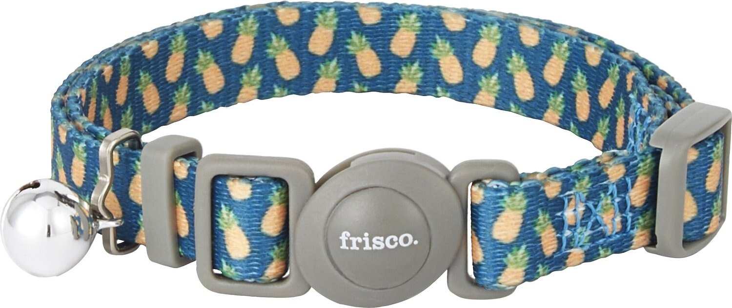 FRISCO Pineapple Polyester Breakaway Cat Collar with Bell, 8 to 12-in ...