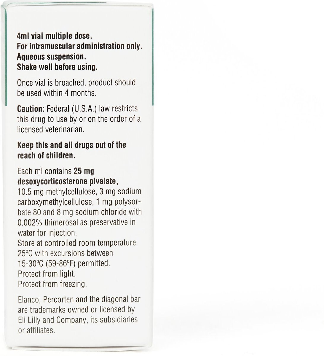 PERCORTEN-V (desoxycorticosterone pivalate) Injectable for Dogs, 25 mg ...