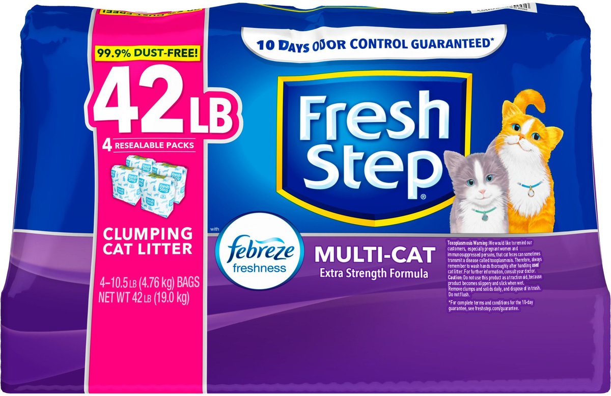FRESH STEP Multi-Cat Extra Strength Scented Clumping Cat Litter, 42-lb ...