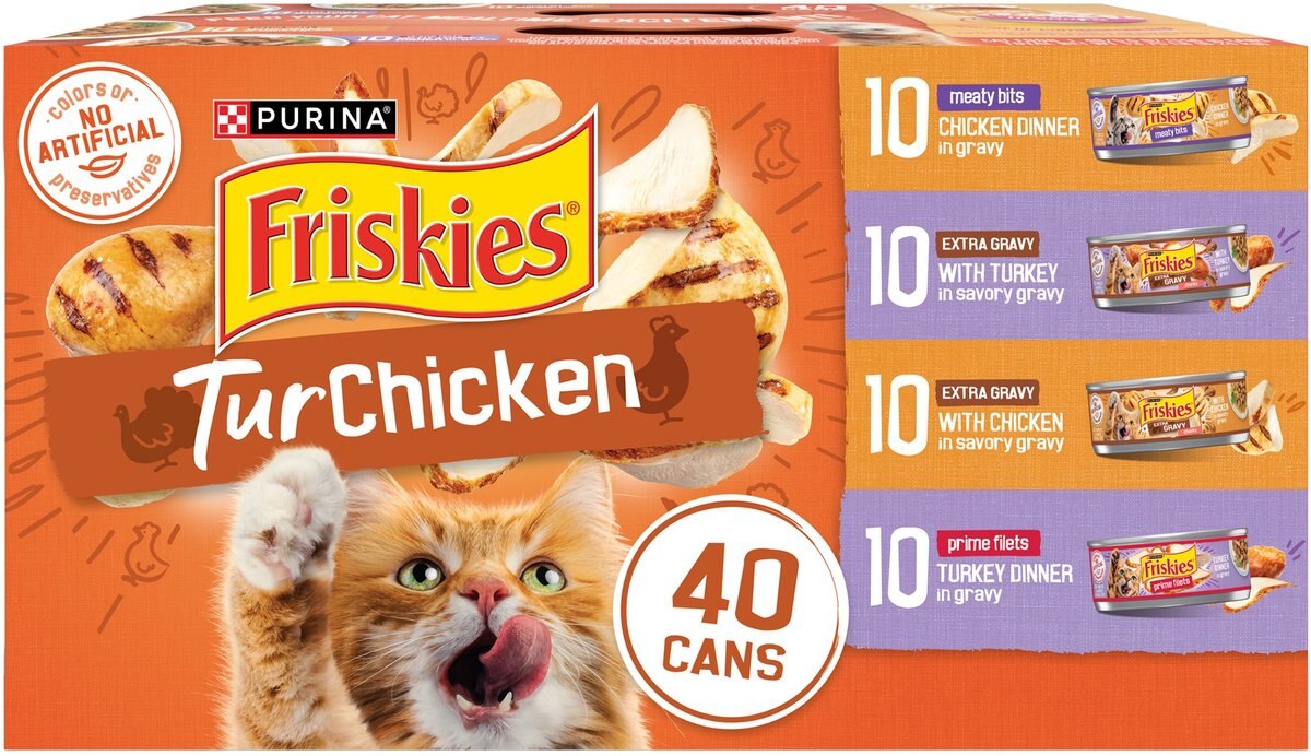 FRISKIES TurChicken Variety Pack Canned Cat Food, 5.5-oz, case of 40 ...