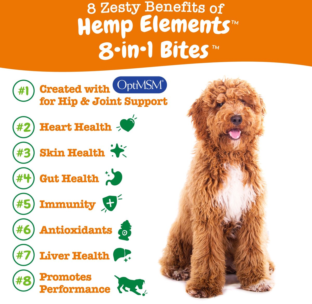 ZESTY PAWS Hemp Elements 8-in-1 Bites Chicken Flavored Soft Chews ...