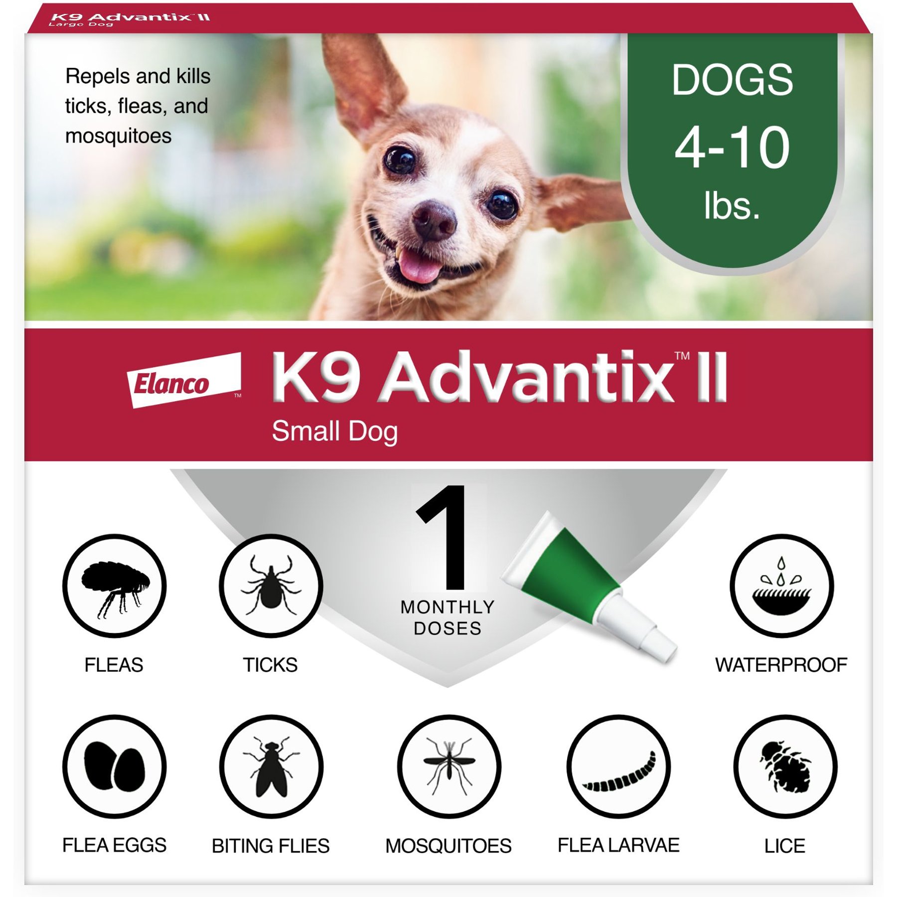 K9 ADVANTIX II Flea & Tick Spot Treatment for Dogs, 4-10 lbs, 1 Dose (1 ...